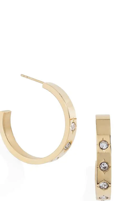 ALEX AND ANI Crystal Accent Hoop Earrings - Gold