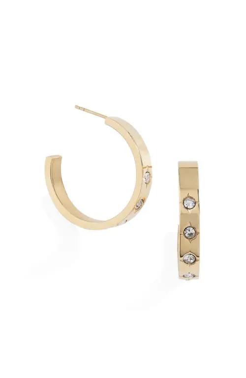 ALEX AND ANI Crystal Accent Hoop Earrings - Gold