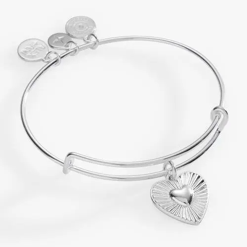 ALEX AND ANI Heart Burst Charm Bangle Bracelet - Silver