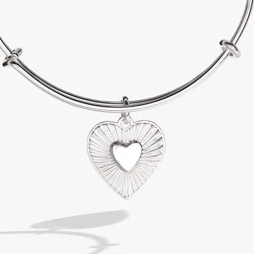 ALEX AND ANI Heart Burst Charm Bangle Bracelet - Silver