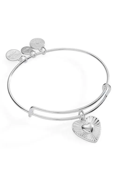 ALEX AND ANI Heart Burst Charm Bangle Bracelet - Silver