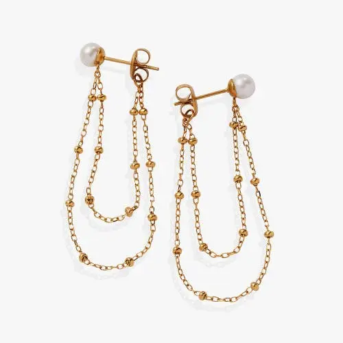 ALEX AND ANI Freshwater Chain Earrings - Pearl