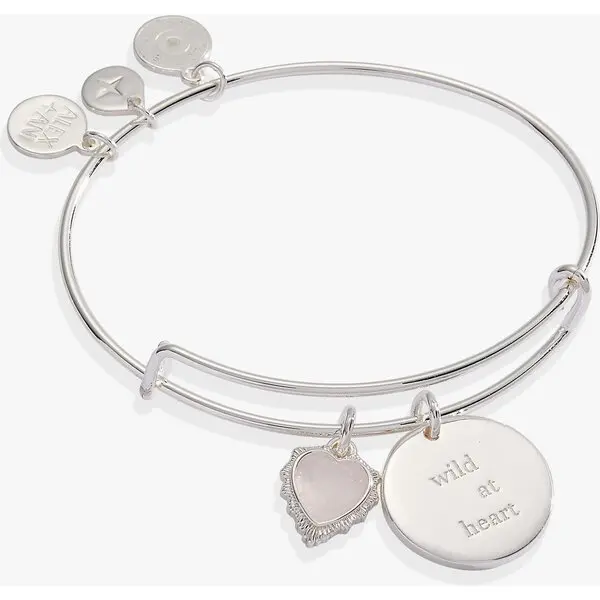 ALEX AND ANI Wild At Heart Duo Charm Bangle Bracelet - Silver