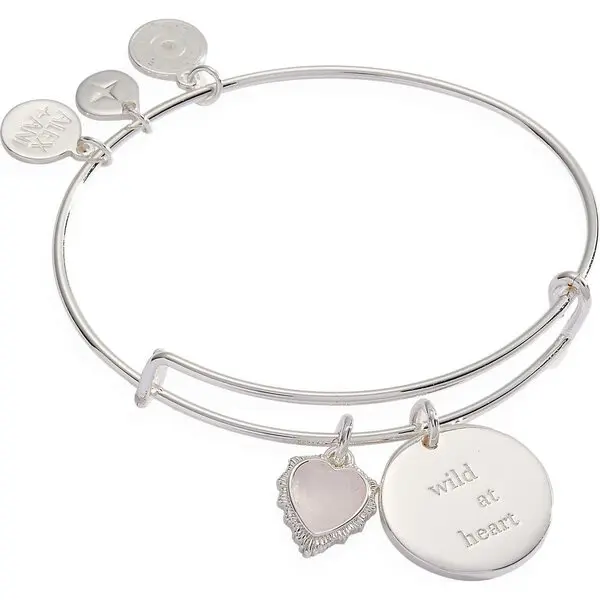 ALEX AND ANI Wild At Heart Duo Charm Bangle Bracelet - Silver