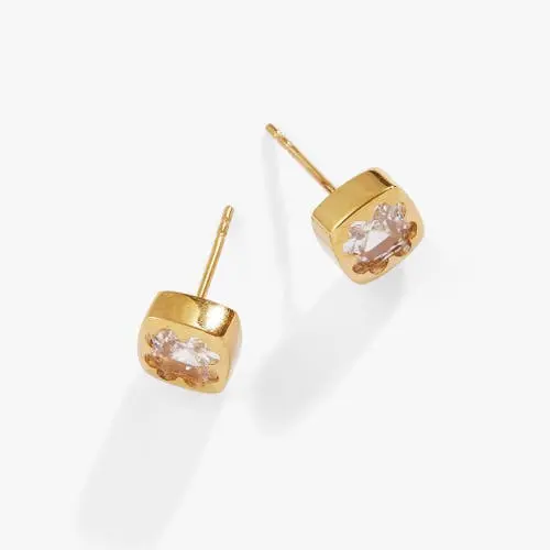 ALEX AND ANI Crystal Clover Mini Stud Earrings - Gold