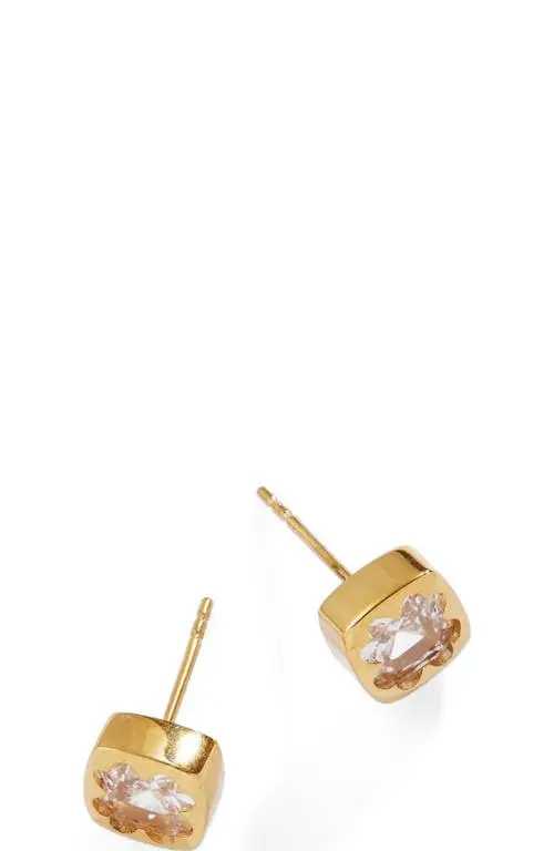 ALEX AND ANI Crystal Clover Mini Stud Earrings - Gold