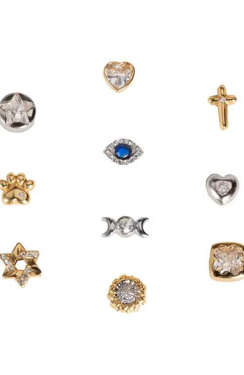 ALEX AND ANI Crystal Clover Mini Stud Earrings
