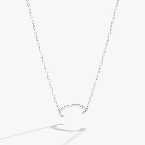 ALEX AND ANI Silver Elongated Initial Pendant Necklace - Silver - C