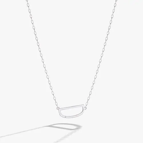 ALEX AND ANI Silver Elongated Initial Pendant Necklace - Silver - D