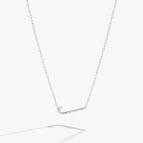 ALEX AND ANI Silver Elongated Initial Pendant Necklace - Silver - J