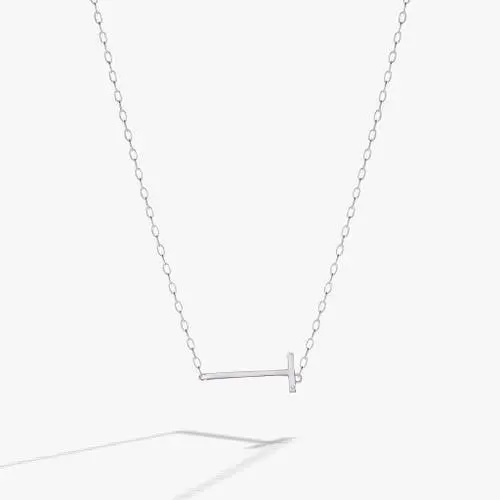 ALEX AND ANI Silver Elongated Initial Pendant Necklace - Silver - T