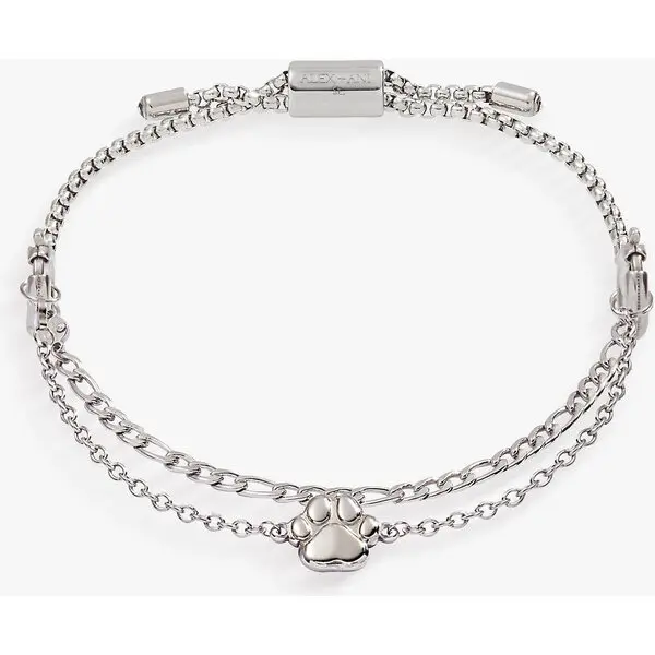 ALEX AND ANI Paw Stranded Bracelet Set - Silver