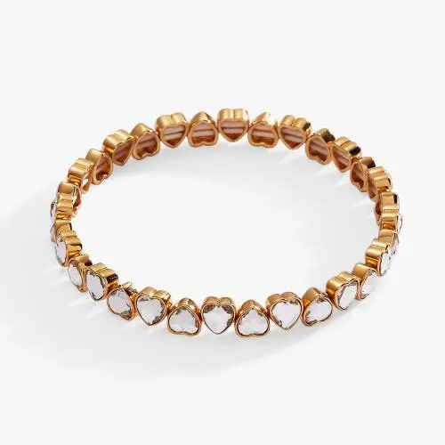 ALEX AND ANI Faceted Heart Stretch Bracelet - Gold