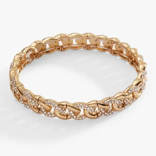 ALEX AND ANI Pave Curb Chain Stretch Bracelet - Gold