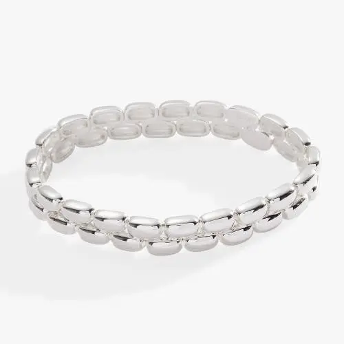 ALEX AND ANI Pave Curb Chain Stretch Bracelet - Silver