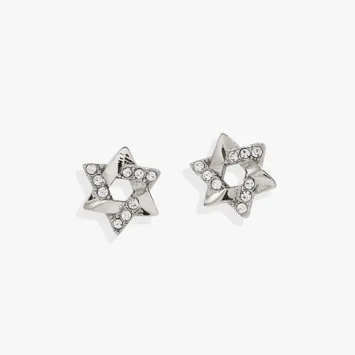 ALEX AND ANI Star Of David Mini Stud Earrings - Silver