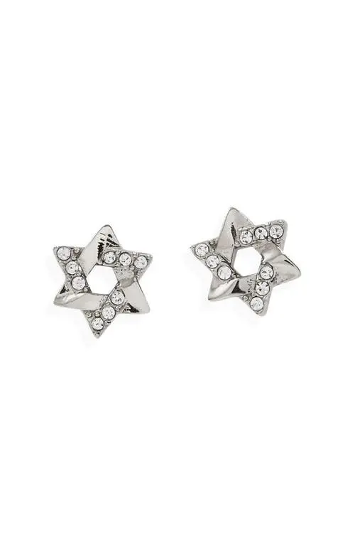 ALEX AND ANI Star Of David Mini Stud Earrings - Silver