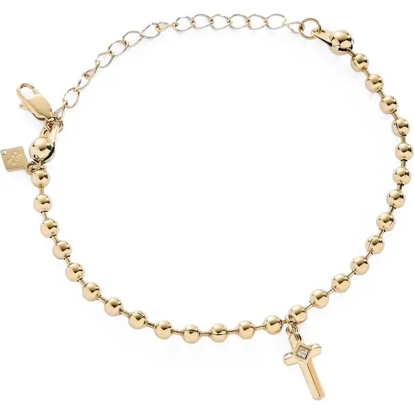 ALEX AND ANI Cross Charm Ball Chain Bracelet - Gold