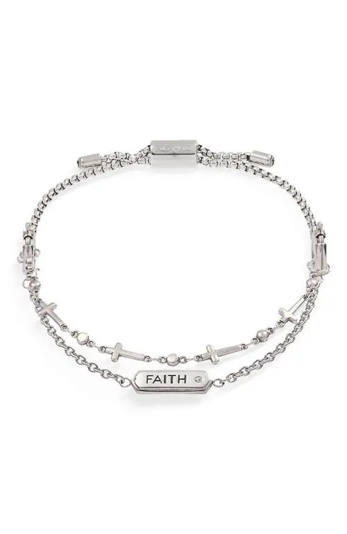 ALEX AND ANI Faith Stranded Bracelet Set - Silver