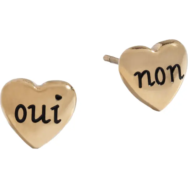 ALEX AND ANI Oui Non Heart Stud Earrings - Gold