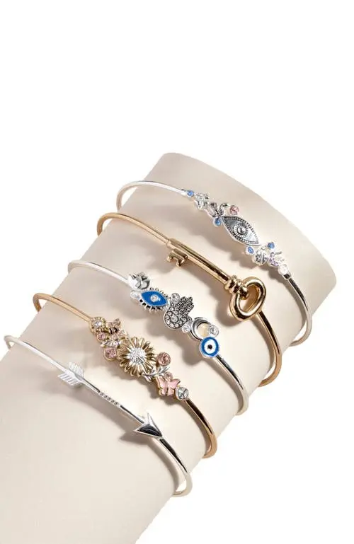 ALEX AND ANI Evil Eye Bangle Bracelet - Silver