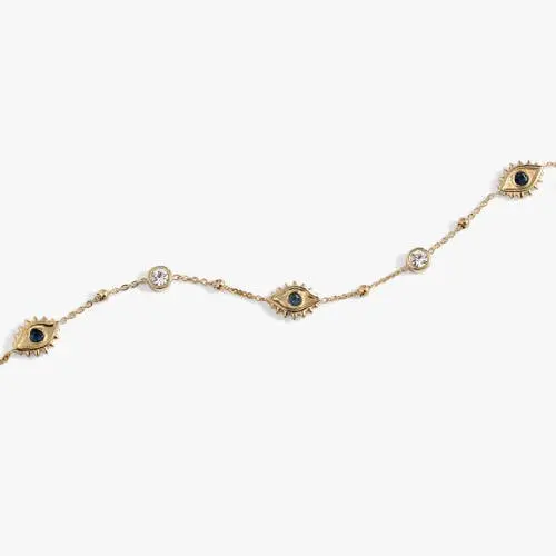 ALEX AND ANI Evil Eye Crystal Anklet - Gold