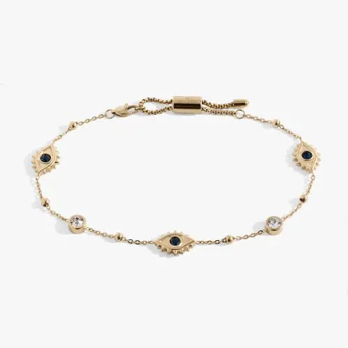 ALEX AND ANI Evil Eye Crystal Anklet - Gold