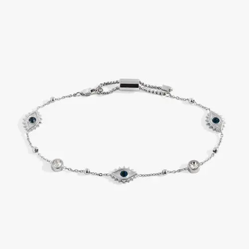 ALEX AND ANI Evil Eye Crystal Anklet - Silver