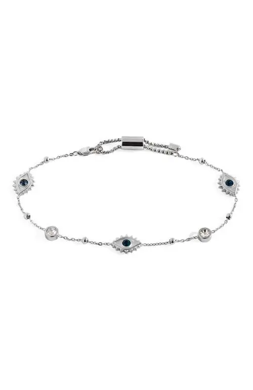ALEX AND ANI Evil Eye Crystal Anklet - Silver