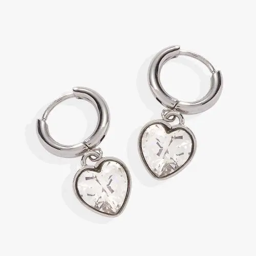 ALEX AND ANI Heart Huggie Hoop Earrings - Silver