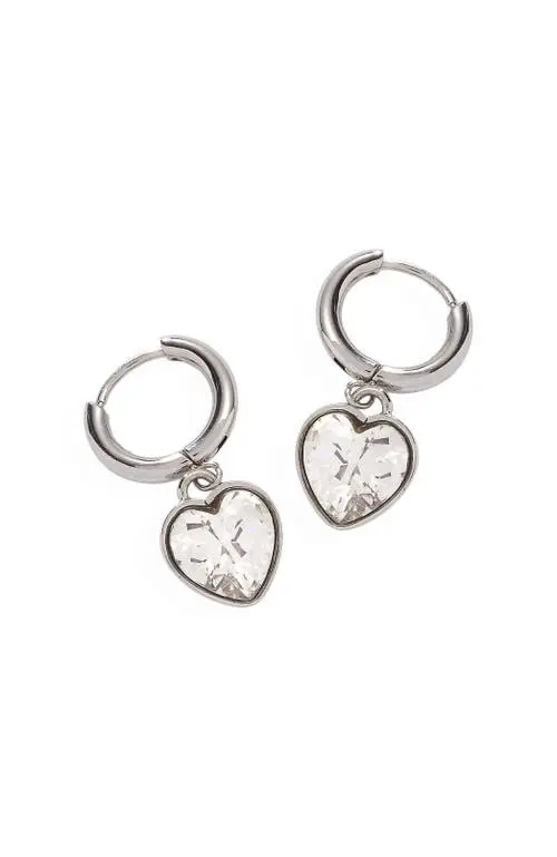 ALEX AND ANI Heart Huggie Hoop Earrings - Silver