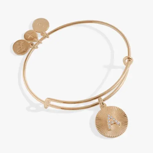 ALEX AND ANI Pave Starburst Initial Bangle Bracelet - Gold - A