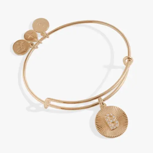 ALEX AND ANI Pave Starburst Initial Bangle Bracelet - Gold - B
