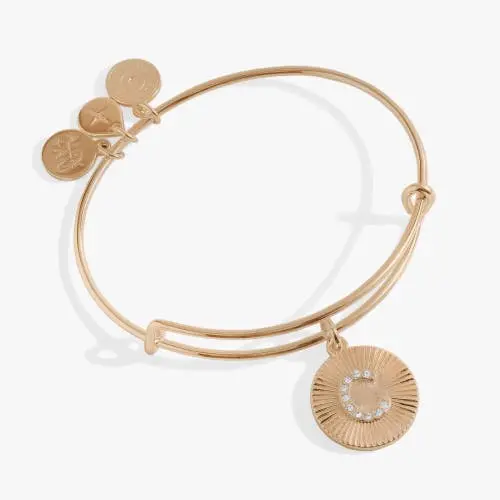 ALEX AND ANI Pave Starburst Initial Bangle Bracelet - Gold - C