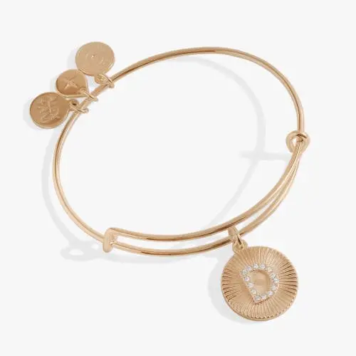 ALEX AND ANI Pave Starburst Initial Bangle Bracelet - Gold - D