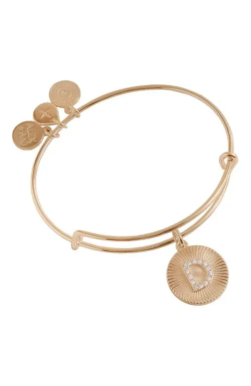 ALEX AND ANI Pave Starburst Initial Bangle Bracelet - Gold - D