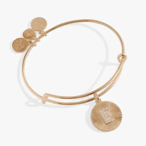ALEX AND ANI Pave Starburst Initial Bangle Bracelet - Gold - E