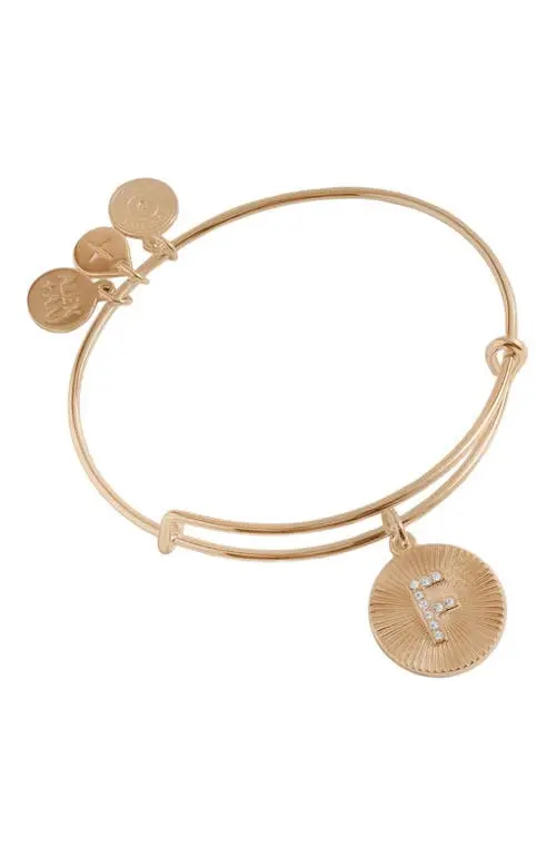 ALEX AND ANI Pave Starburst Initial Bangle Bracelet - Gold - F