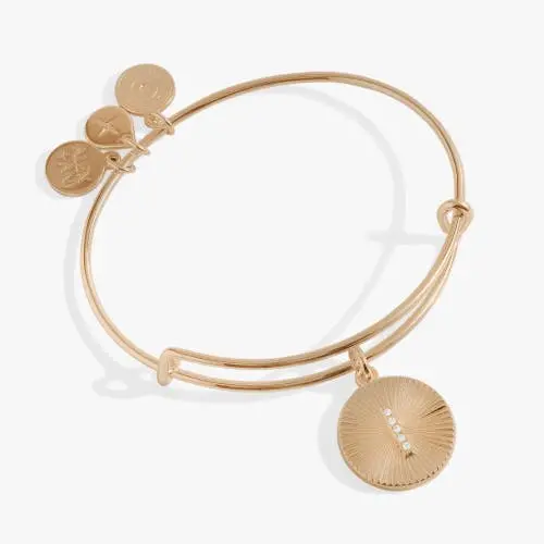 ALEX AND ANI Pave Starburst Initial Bangle Bracelet - Gold - I