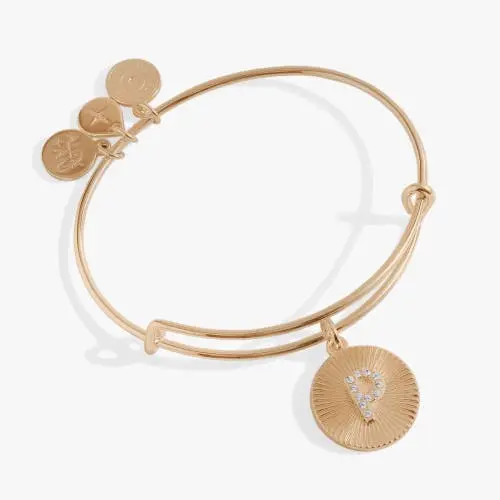 ALEX AND ANI Pave Starburst Initial Bangle Bracelet - Gold - P