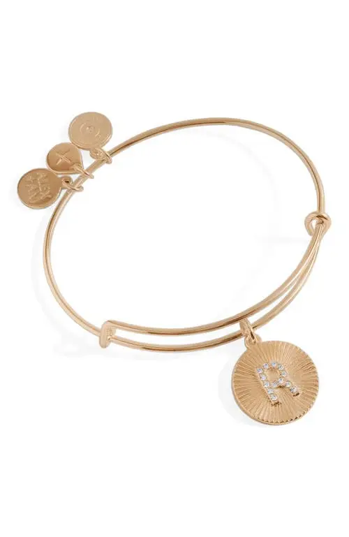 ALEX AND ANI Pave Starburst Initial Bangle Bracelet - Gold - R