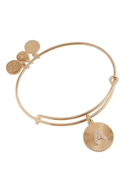 ALEX AND ANI Pave Starburst Initial Bangle Bracelet - Gold - R
