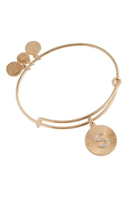ALEX AND ANI Pave Starburst Initial Bangle Bracelet - Gold - S