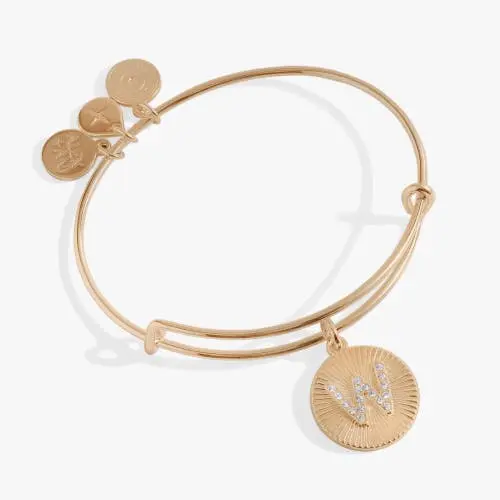 ALEX AND ANI Pave Starburst Initial Bangle Bracelet - Gold - W
