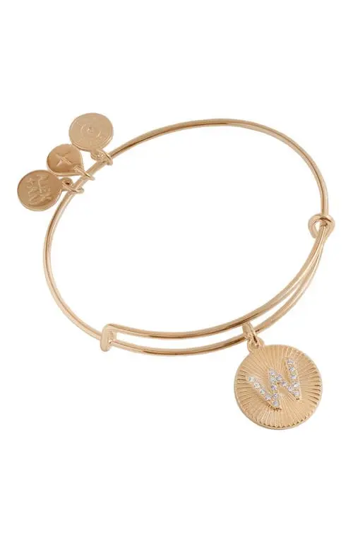 ALEX AND ANI Pave Starburst Initial Bangle Bracelet - Gold - W