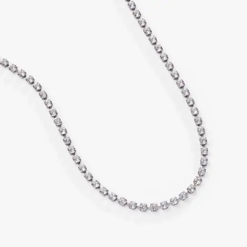 ALEX AND ANI Crystal Tennis Chain Necklace - Silver