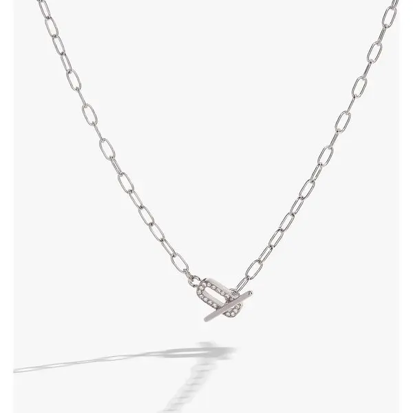 ALEX AND ANI Pave Toggle Necklace - Silver