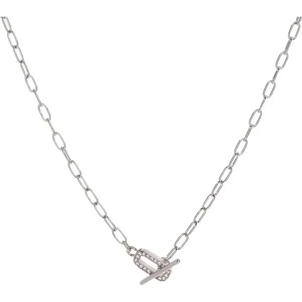 ALEX AND ANI Pave Toggle Necklace - Silver