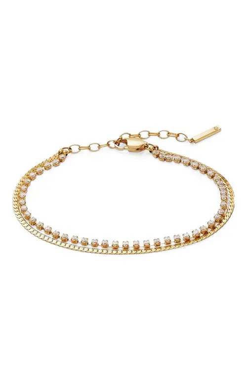 ALEX AND ANI 2 Row Crystal Tennis Chain Bracelet - Gold