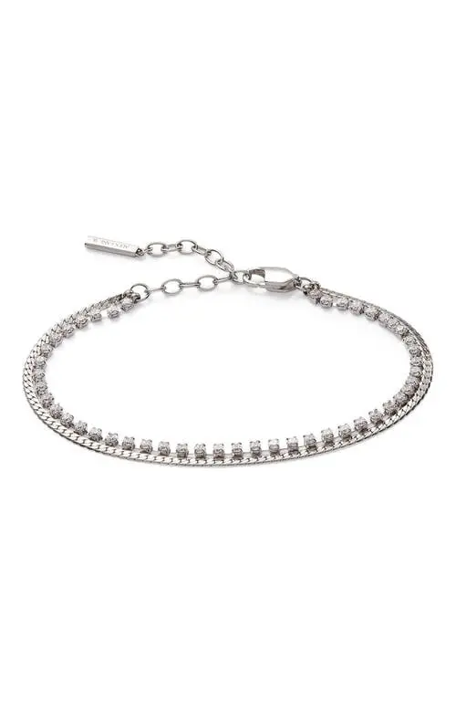 ALEX AND ANI 2 Row Crystal Tennis Chain Bracelet - Silver